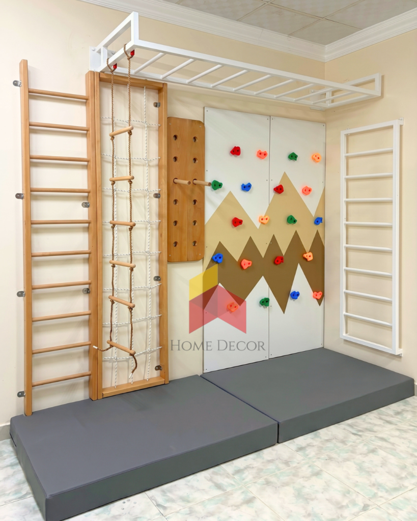 Kids Indoor Wall Gym Monkey Bar Climbing Set - Kids Home Decor